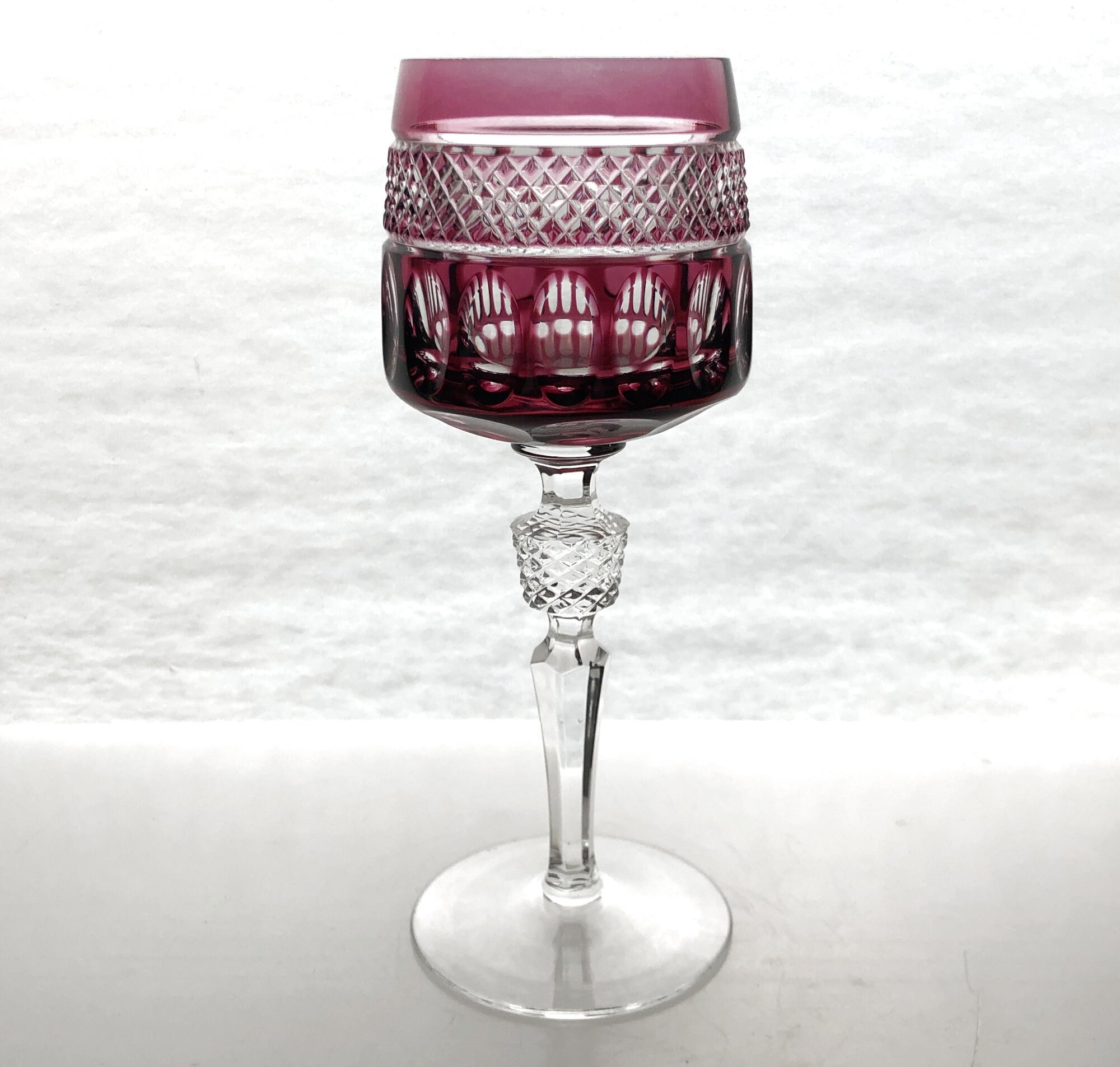 Vintage Deep CRANBERRY RED Wine Glass Goblet Hock Cut-to-clear - Etsy