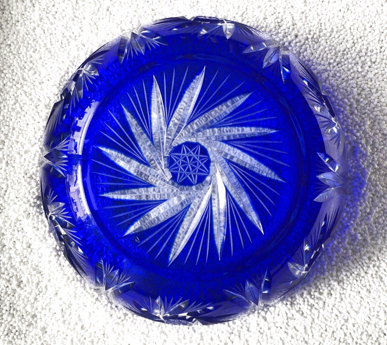 Pinwheel Pattern DEEP COBALT BLUE Large Bowl Cut-to-clear Lead - Etsy