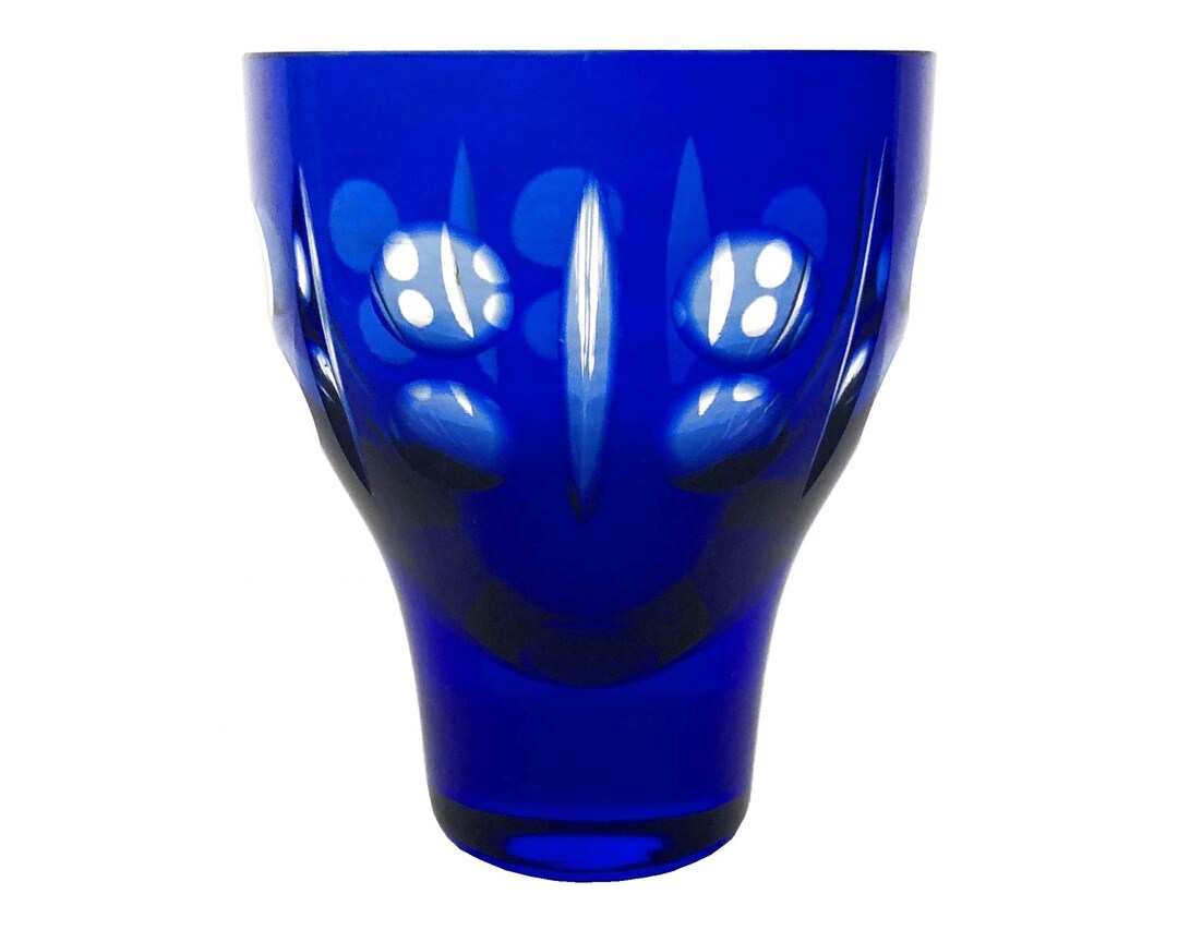 Mid-century Modern COBALT BLUE Juice Glass Cut-to-clear 24% Lead ...