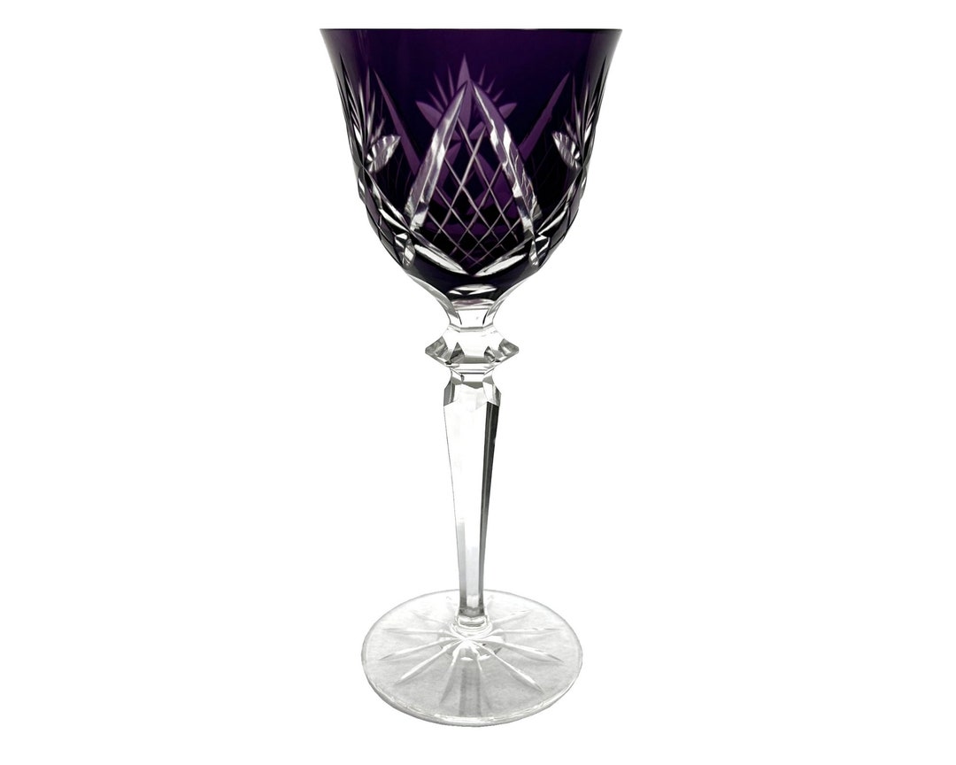 Antique AMETHYST PURPLE VIOLET Wine Glass Goblet Hock Cut-to-clear 24% ...