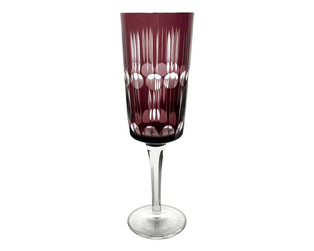 Vintage AMETHYST PURPLE PLUM Champagne Flute Goblet Glass Hock Cut-to ...