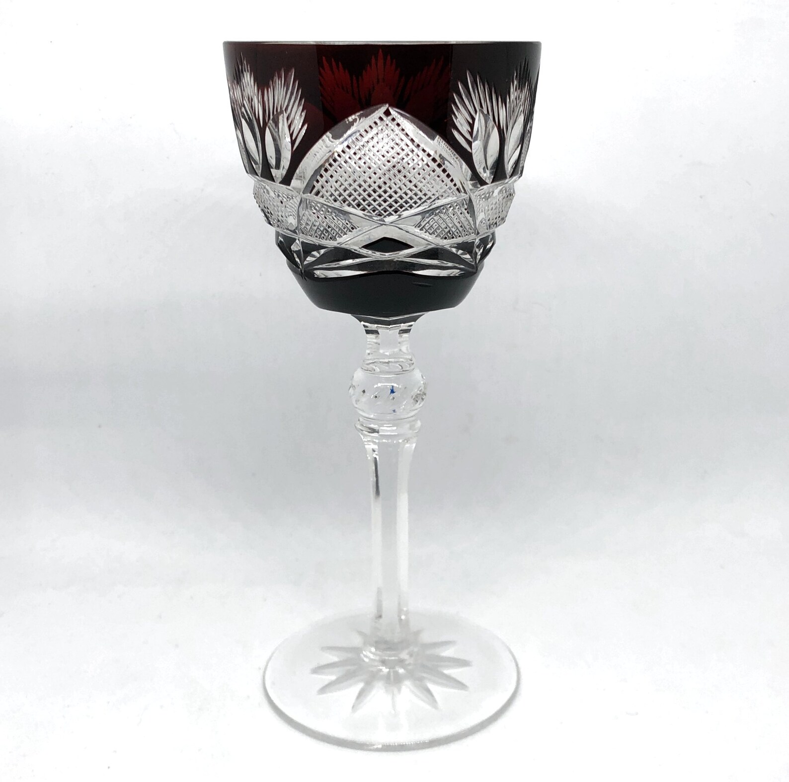 Vintage Deep RUBY RED Wine Goblet Glass Hock Cut-to-clear Full - Etsy