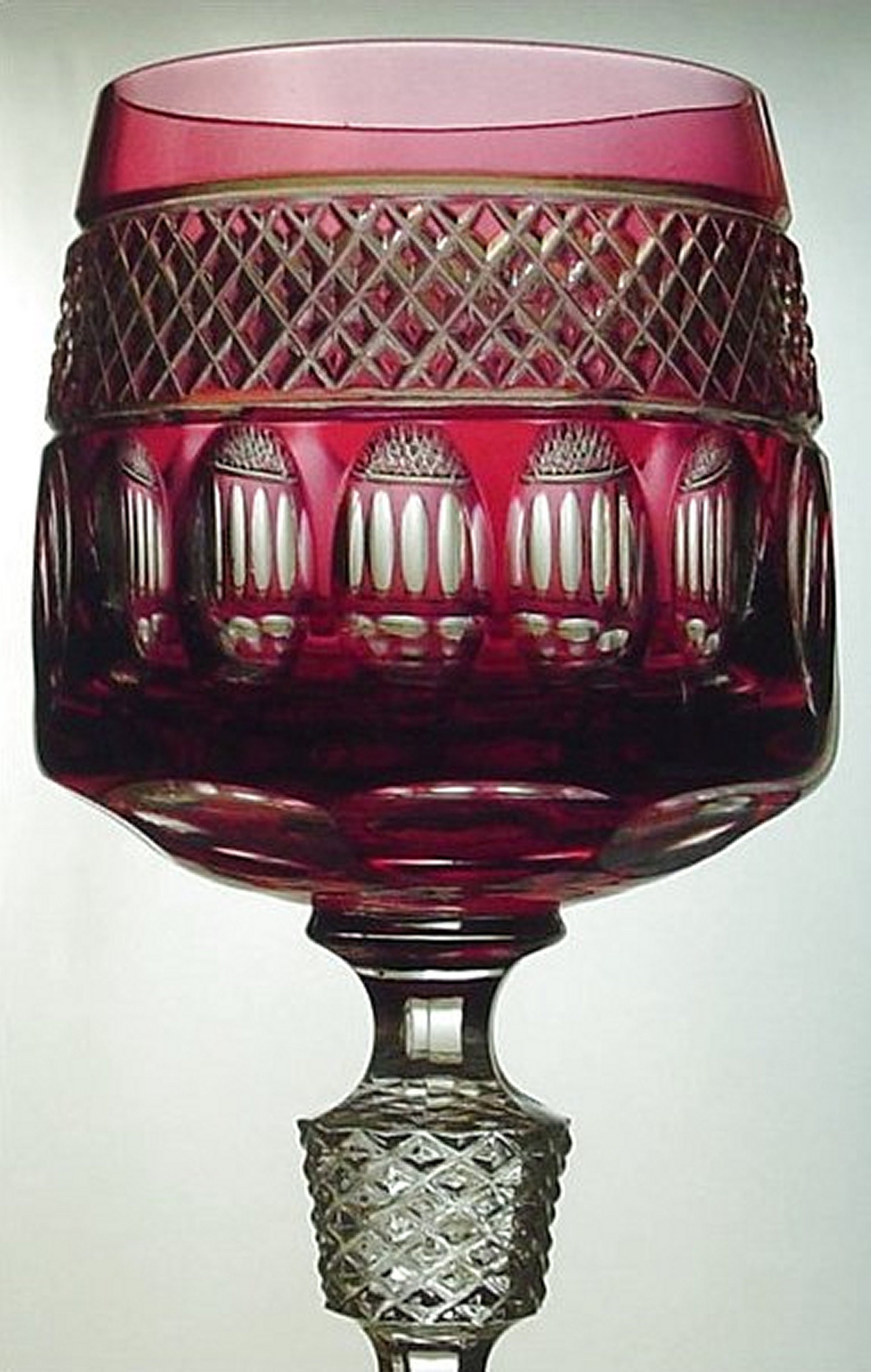 Vintage Deep CRANBERRY RED Wine Glass Goblet Hock Cut-to-clear - Etsy