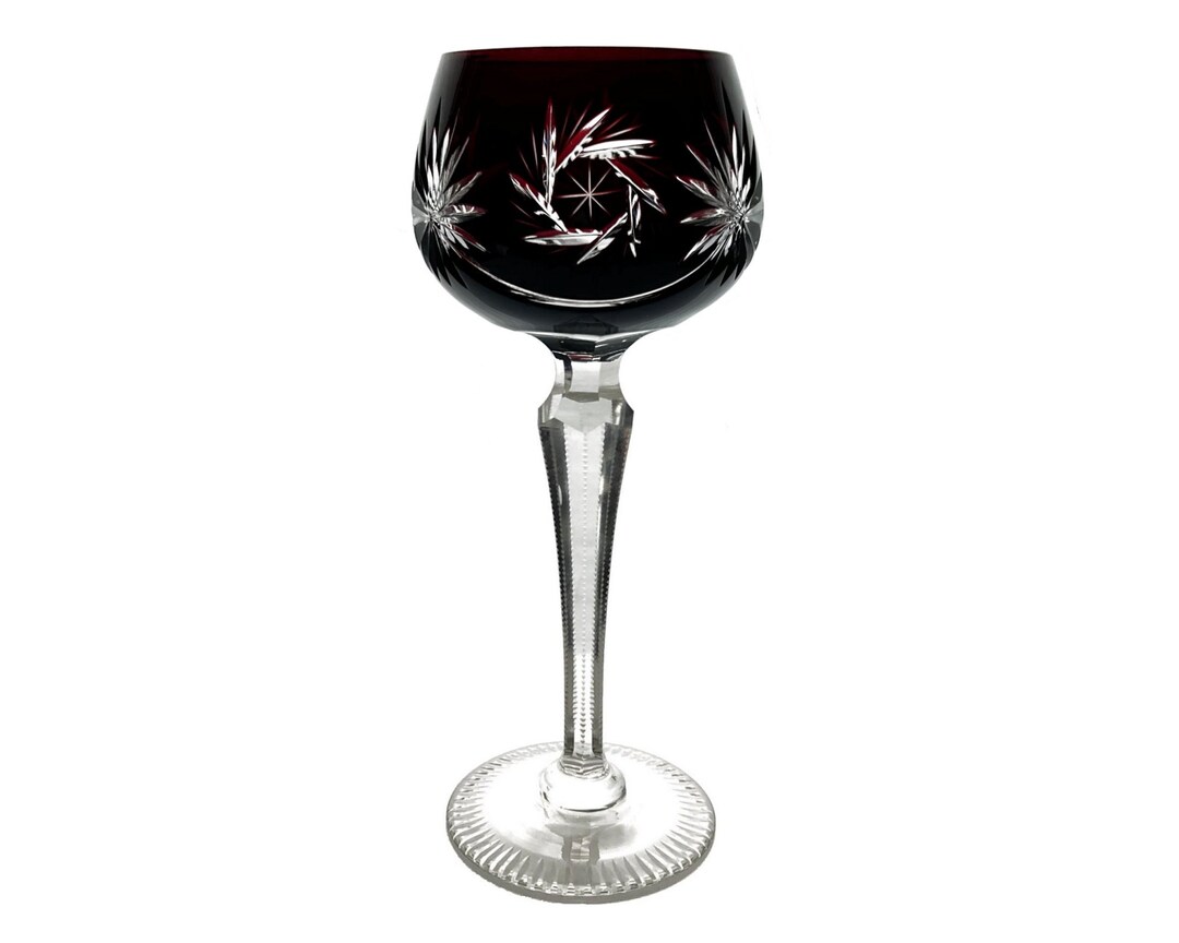 Vintage DEEP RUBY RED Wine Glass Goblet Hock Cut-to-clear 24% Lead ...