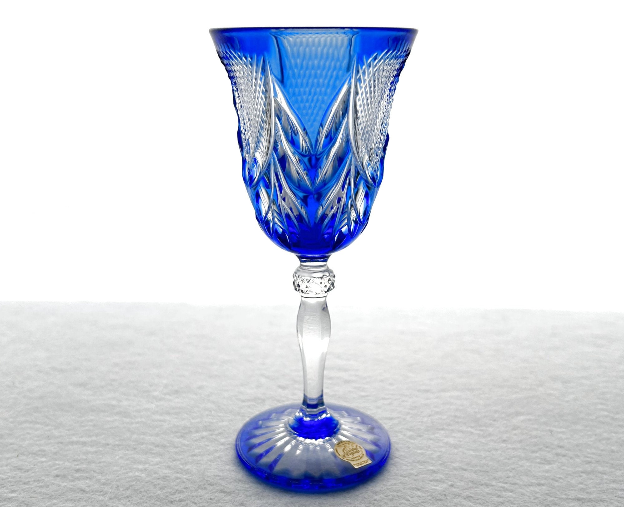 Vintage COBALT BLUE Cordial Hock Glass Cut-to-clear 24% Lead ...
