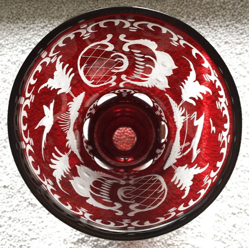 RUBY RED Stained Vase Glass Cut-to-clear CRYSTAL Bohemian | Etsy