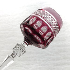 Vintage Deep CRANBERRY RED Wine Glass Goblet Hock Cut-to-clear 24% Lead ...