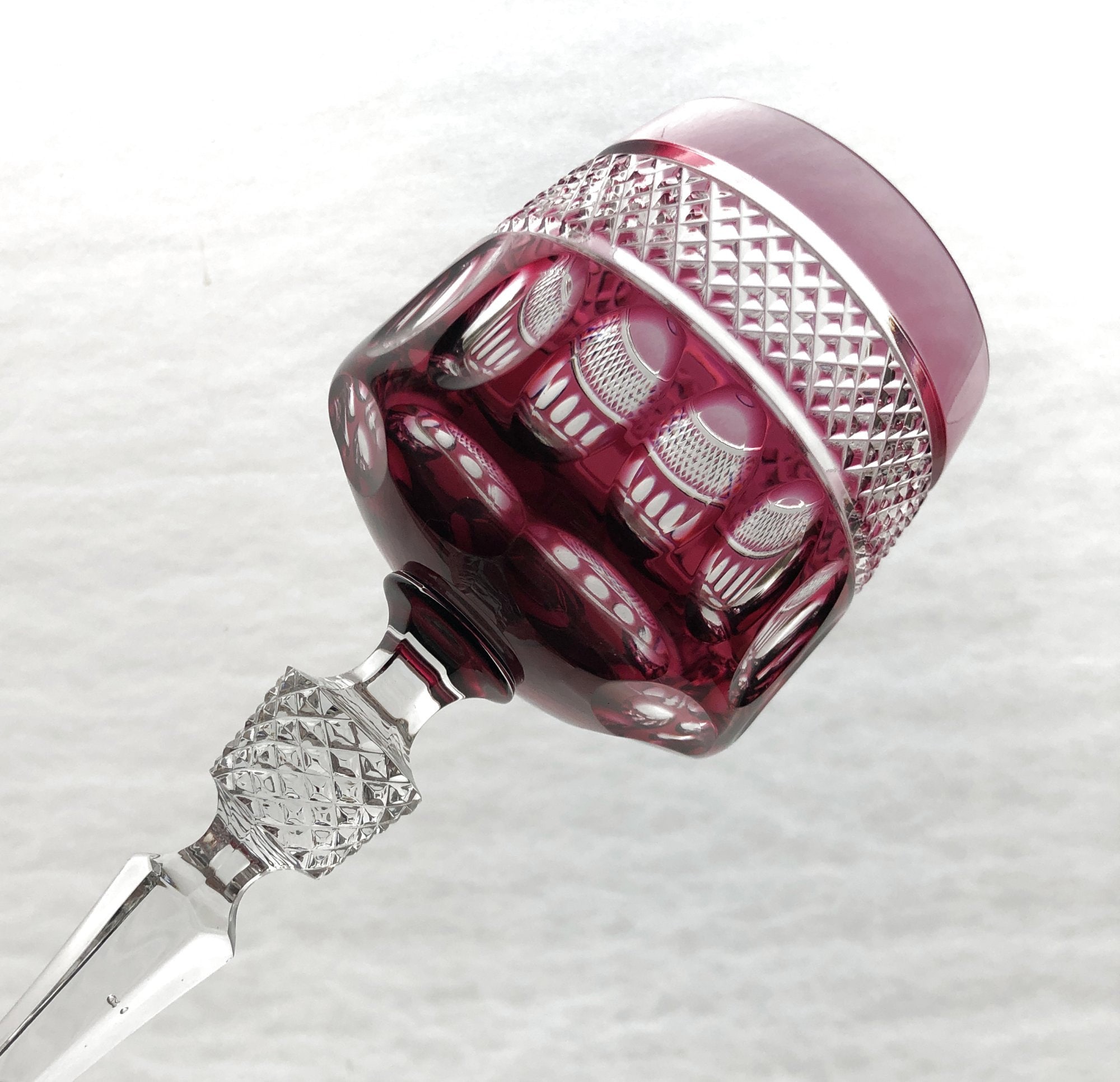 Vintage Deep CRANBERRY RED Wine Glass Goblet Hock Cut-to-clear - Etsy