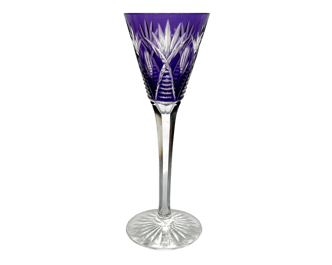 Vintage AMETHYST PURPLE Cordial Glass Goblet Hock Cut-to-clear 30% Lead ...