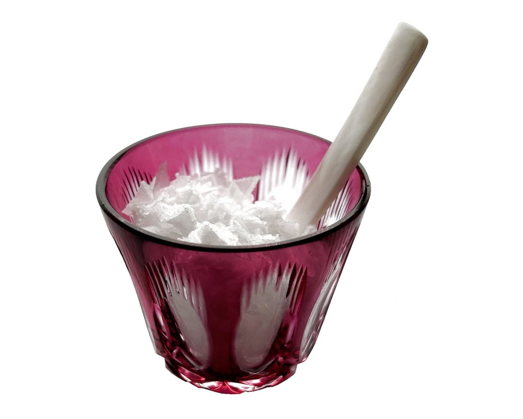 Antique CRANBERRY RED PINK Glass Open Salt Cellar Cut-to-clear 24% Lead ...