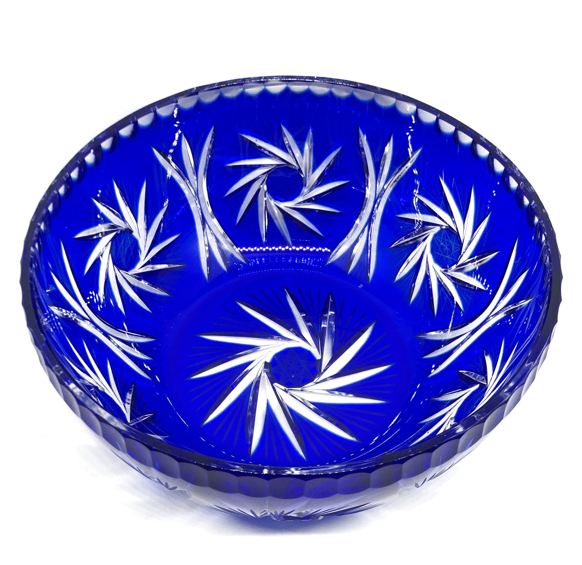 Pinwheel Pattern DEEP COBALT BLUE Large Bowl Cut-to-clear Lead - Etsy