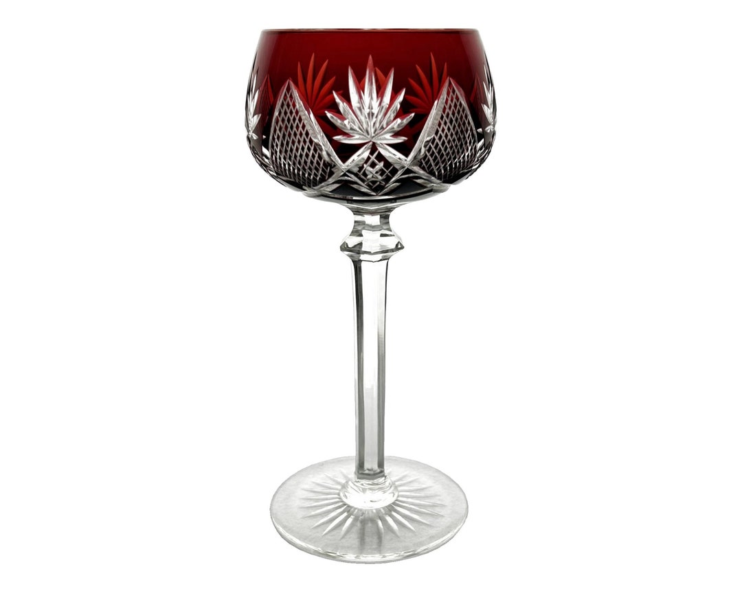 Antique RUBY RED Wine Glass Goblet Cut-to-clear 24% Lead Crystal ...