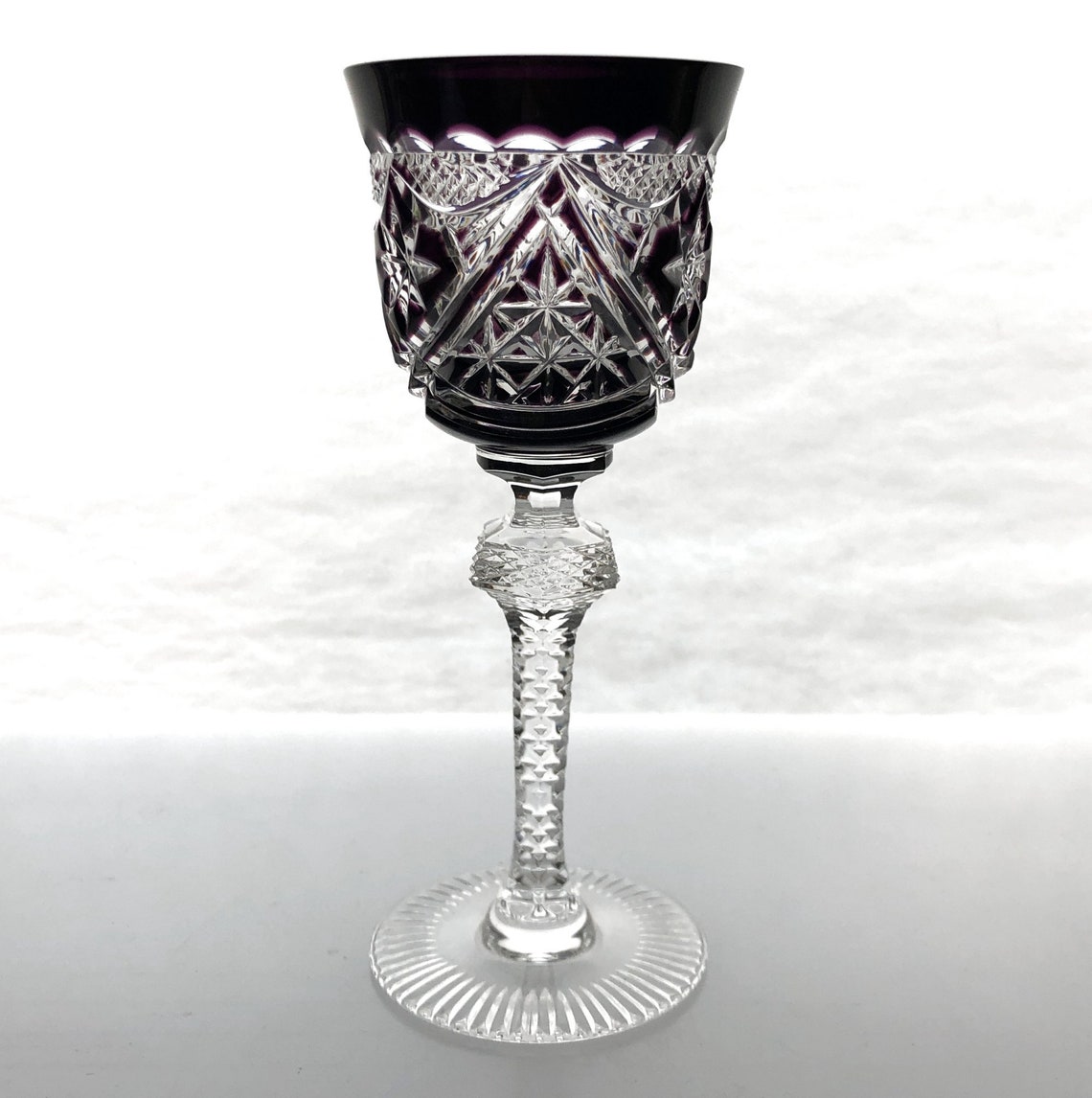 SENECA Pattern AMETHYST Cordial Hock Glass Cut-to-clear 30% Pbo Crystal ...