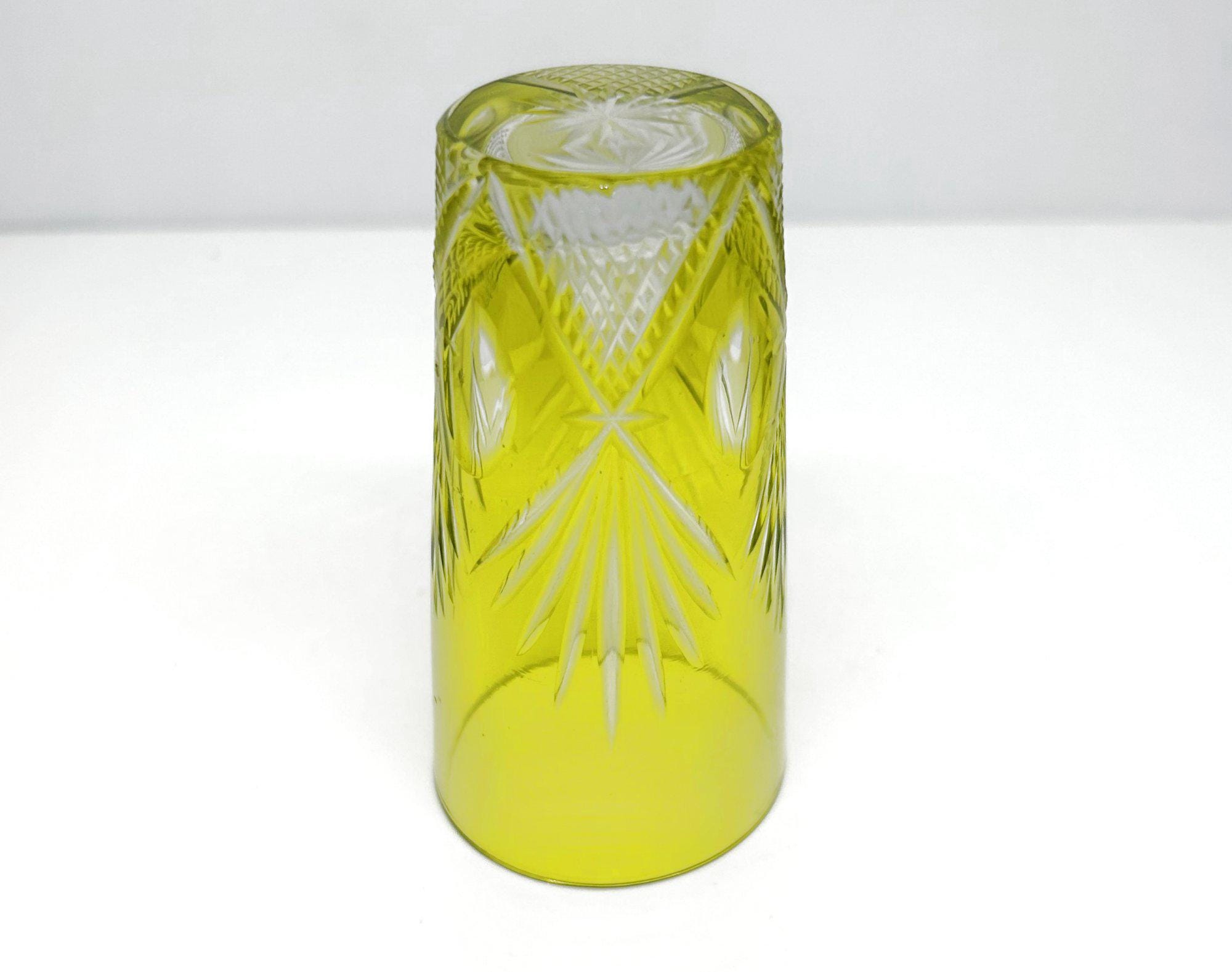 Antique RESEDA LIME GREEN Brandy & Soda Juice Glass Cut-to-clear 24% ...