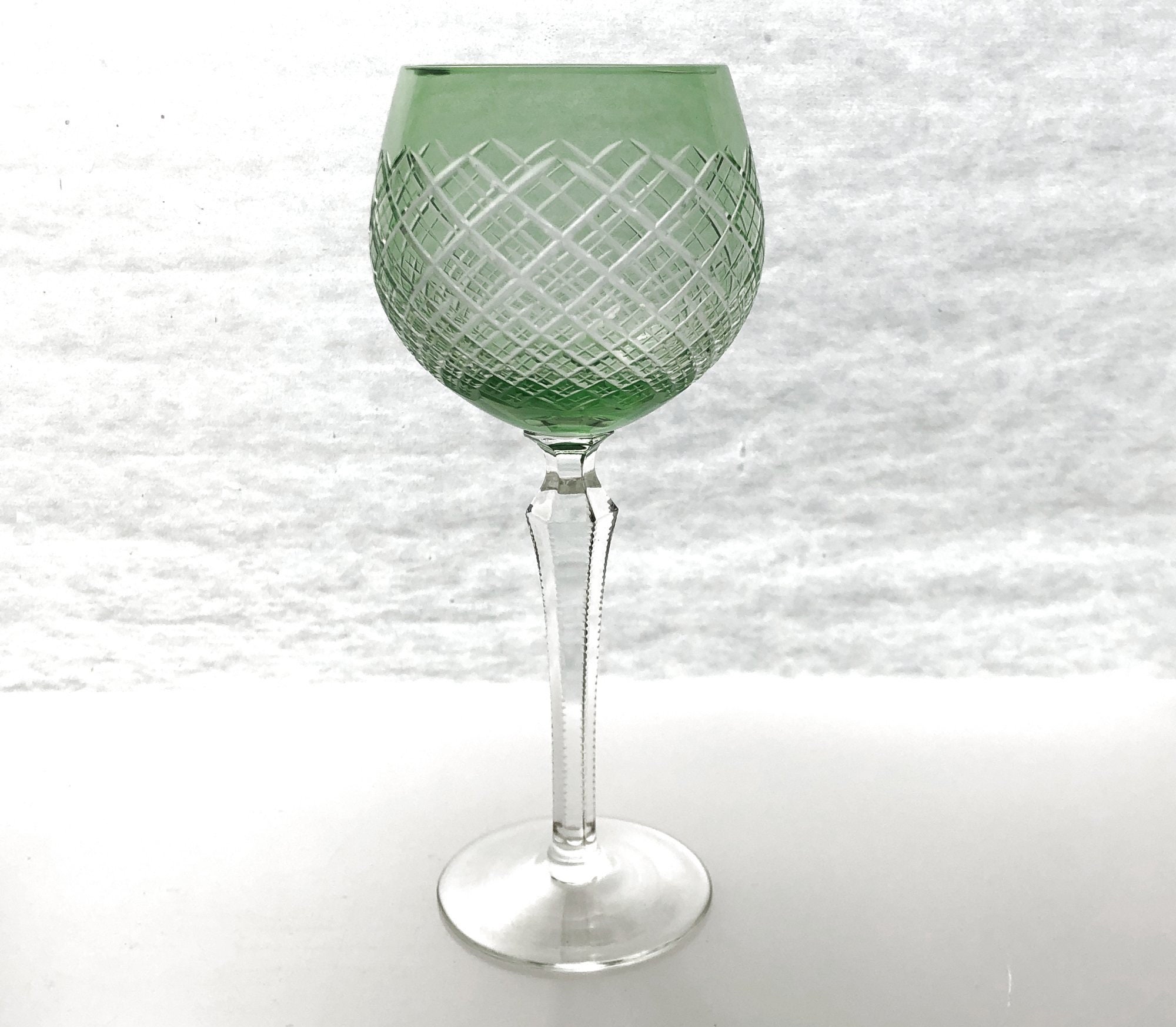 EMERALD GREEN Apple-shaped Wine Goblet Glass Hock Cut-to-clear - Etsy