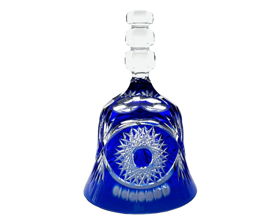 Vintage ROYAL COBALT BLUE Dinner Bell Glass Hock Cut-to-clear 30% Lead ...