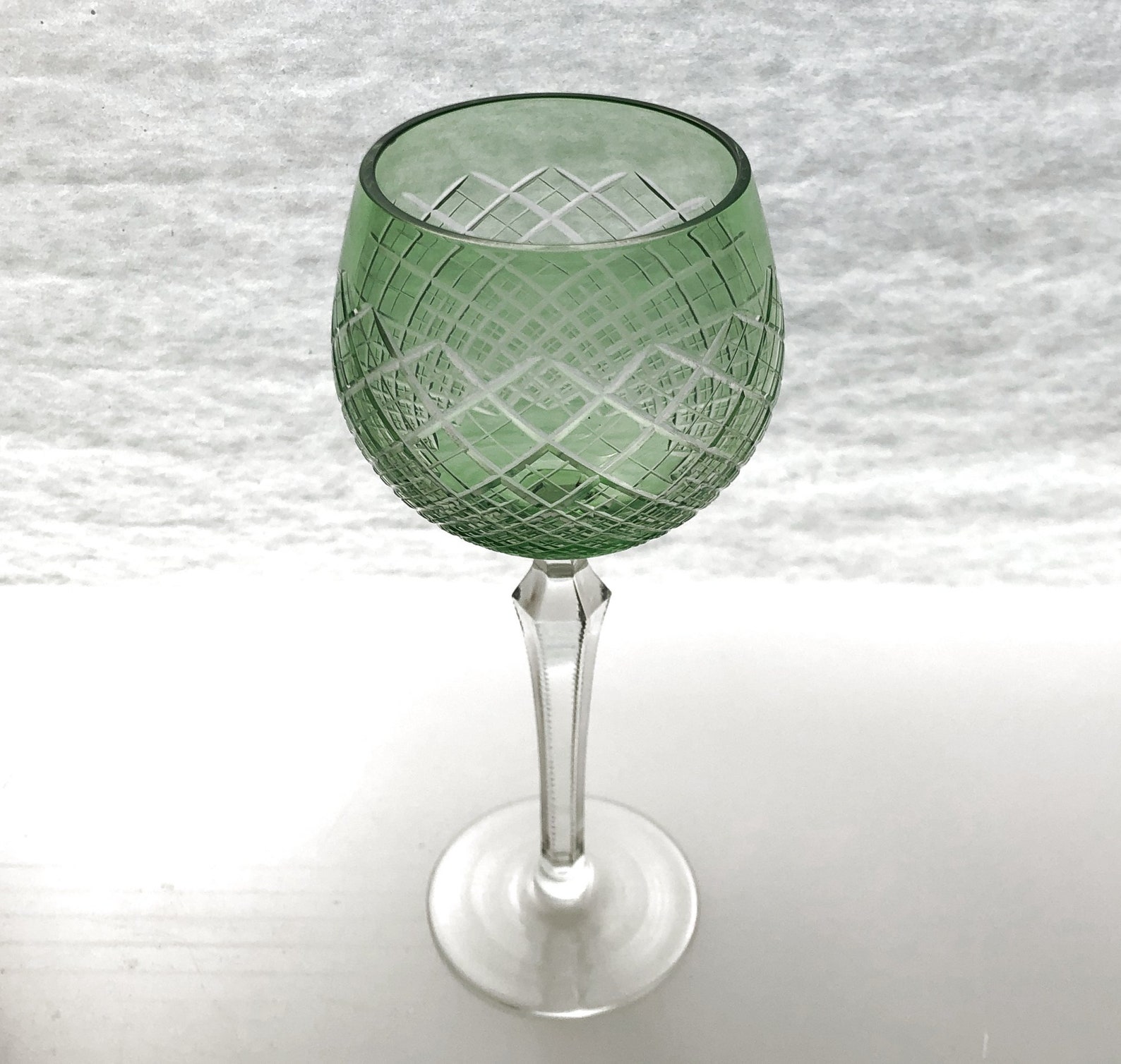 EMERALD GREEN Apple-shaped Wine Goblet Glass Hock Cut-to-clear - Etsy