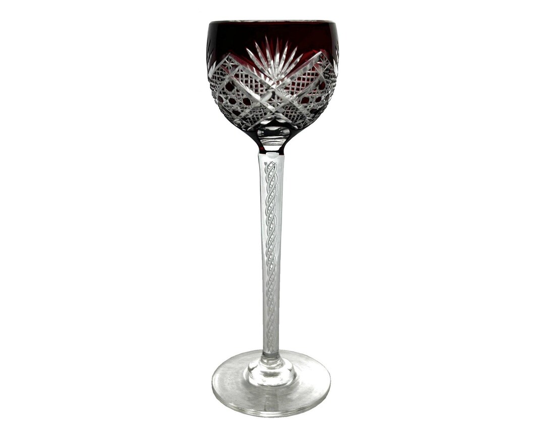 Antique RUBY RED Tall Cordial Glass Cut-to-clear 24% Lead Crystal ...