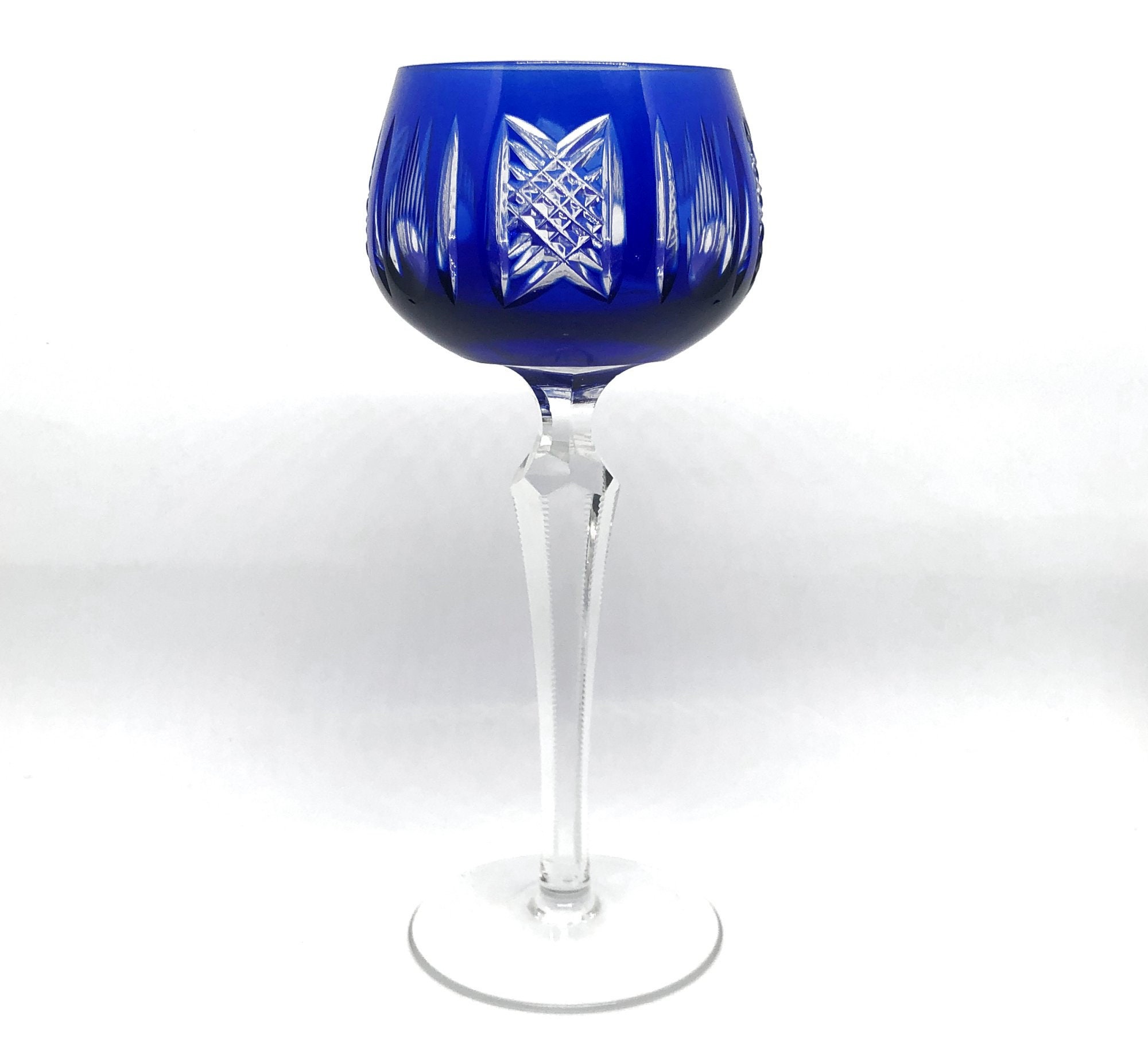 Vintage COBALT ROYAL BLUE Wine Glass Goblet Hock Cut-to-clear - Etsy