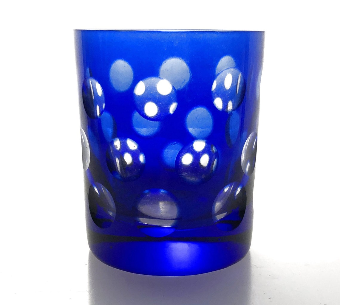 Vintage COBALT BLUE Double Shot Glass Cut-to-clear 24%pbo Lead - Etsy