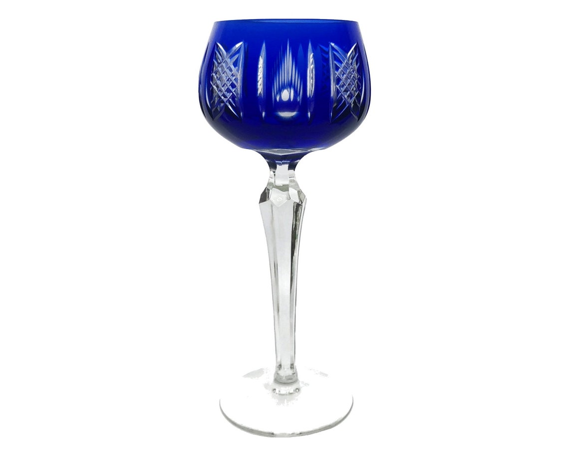 Vintage COBALT ROYAL BLUE Wine Glass Goblet Hock Cut-to-clear - Etsy