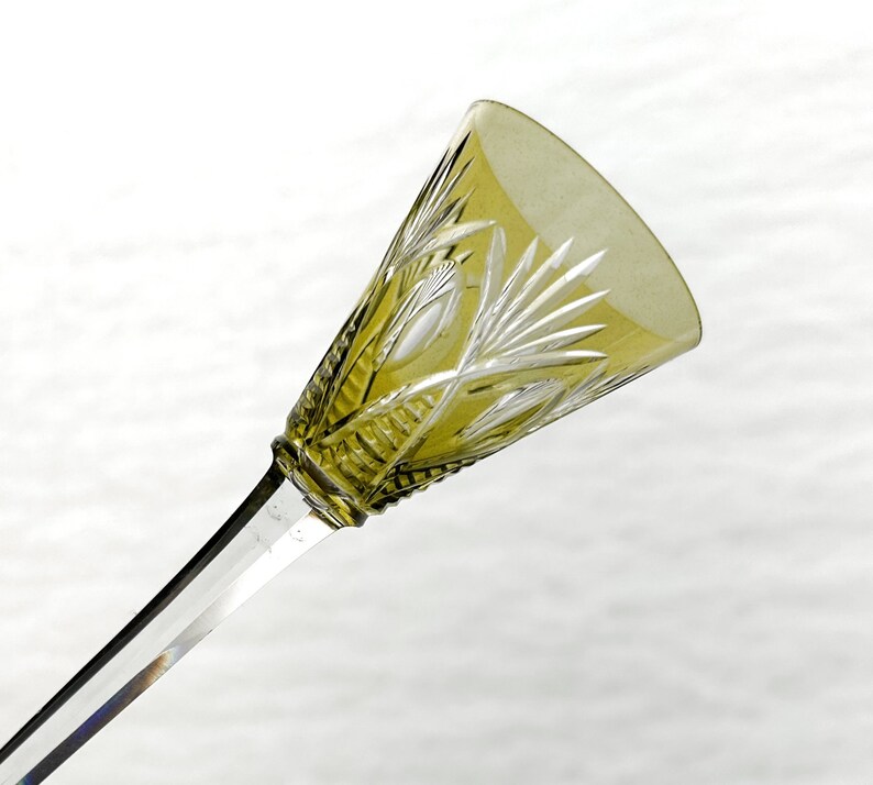 Vintage RESEDA CHARTREUSE Cordial Glass Goblet Hock Cut-to-clear 30% ...