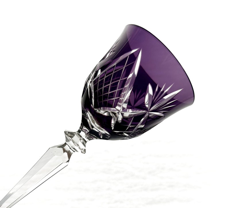Antique AMETHYST PURPLE VIOLET Wine Glass Goblet Hock Cut-to-clear 24% ...
