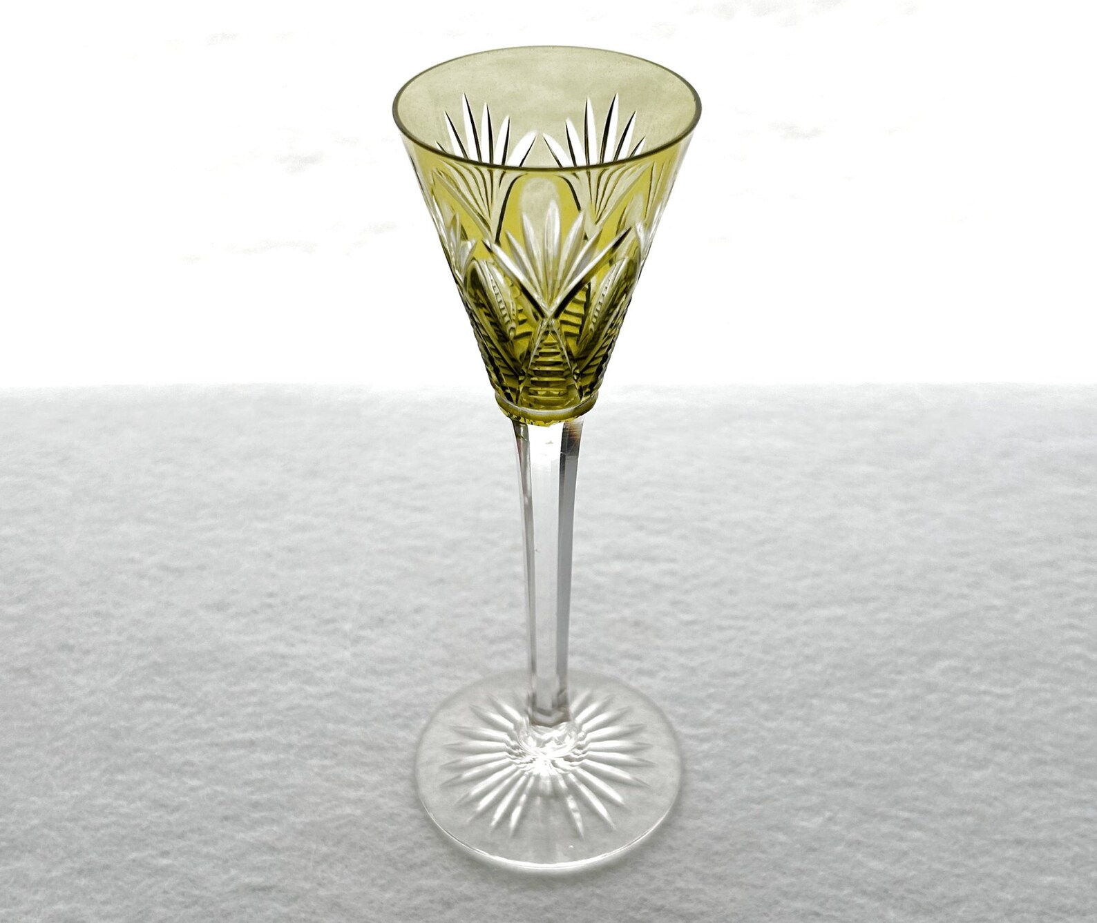 Vintage RESEDA CHARTREUSE Cordial Glass Goblet Hock Cut-to-clear 30% ...