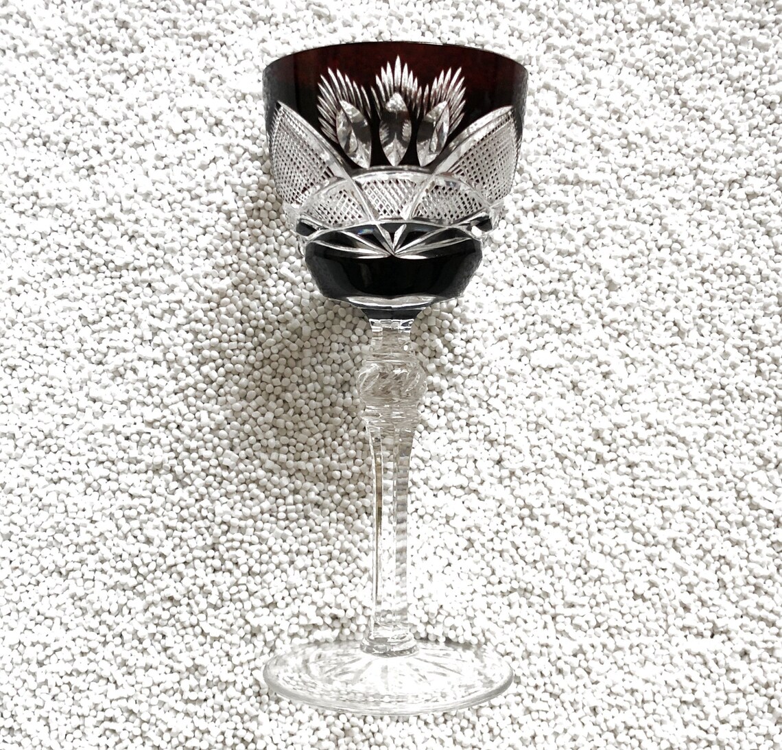 Vintage Deep RUBY RED Wine Goblet Glass Hock Cut-to-Clear Full | Etsy