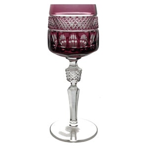 Vintage Deep CRANBERRY RED Wine Glass Goblet Hock Cut-to-clear 24% Lead ...