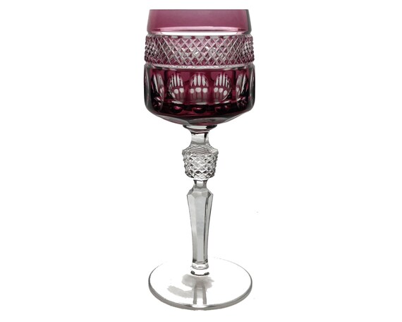 Vintage Deep CRANBERRY RED Wine Glass Goblet Hock Cut-to-clear - Etsy