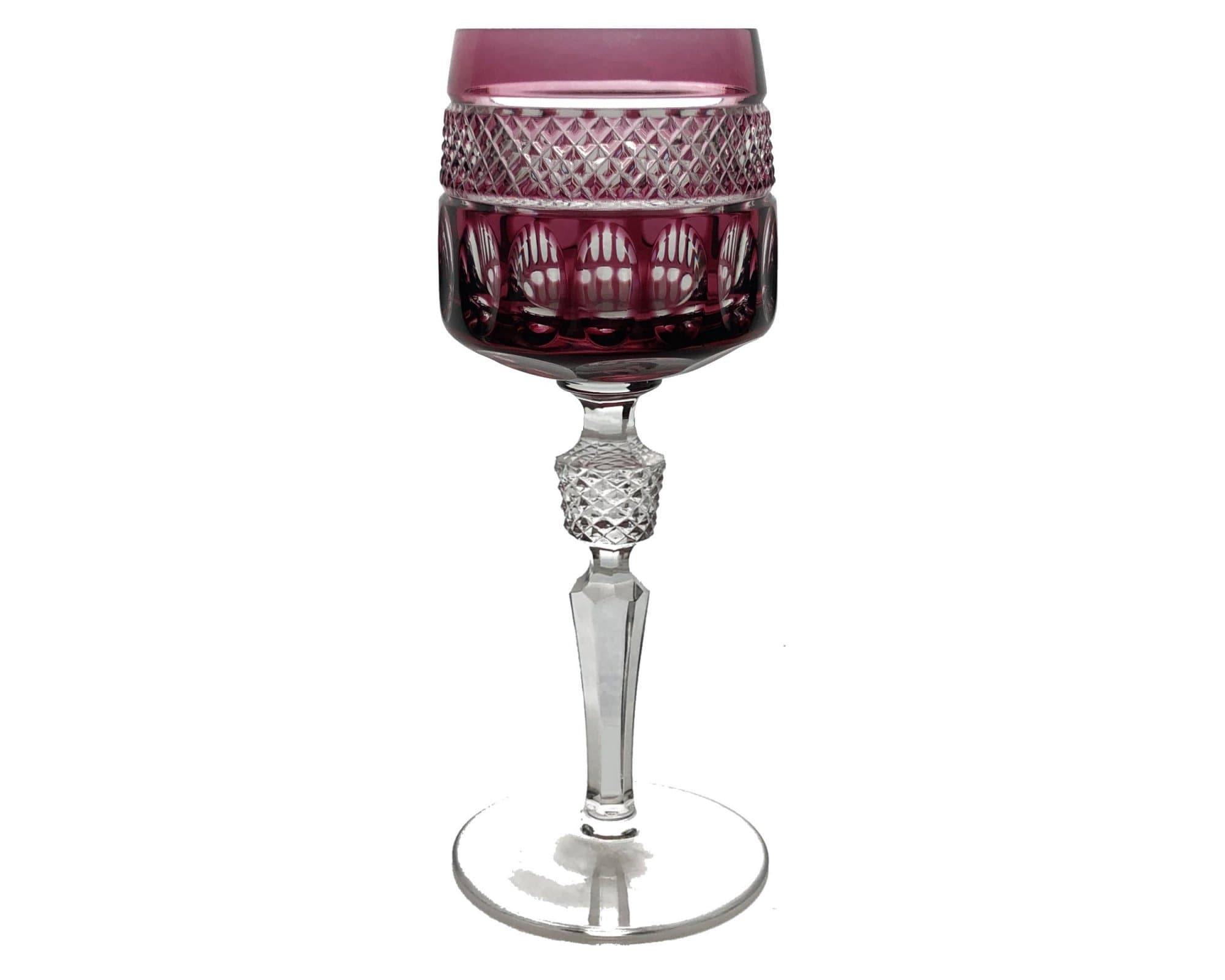 Vintage Deep CRANBERRY RED Wine Glass Goblet Hock Cut-to-clear - Etsy