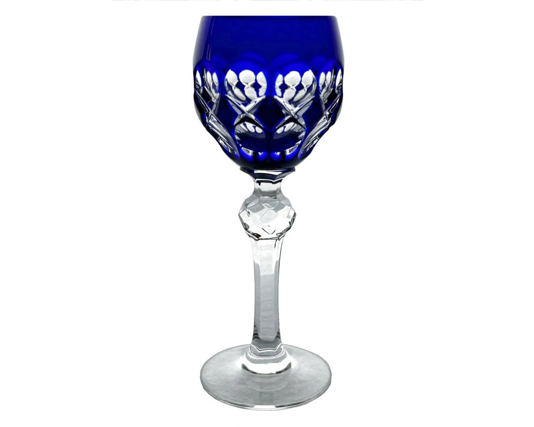 Vintage ROYAL COBALT BLUE Cordial Hock Glass Cut-to-clear 24% Lead ...