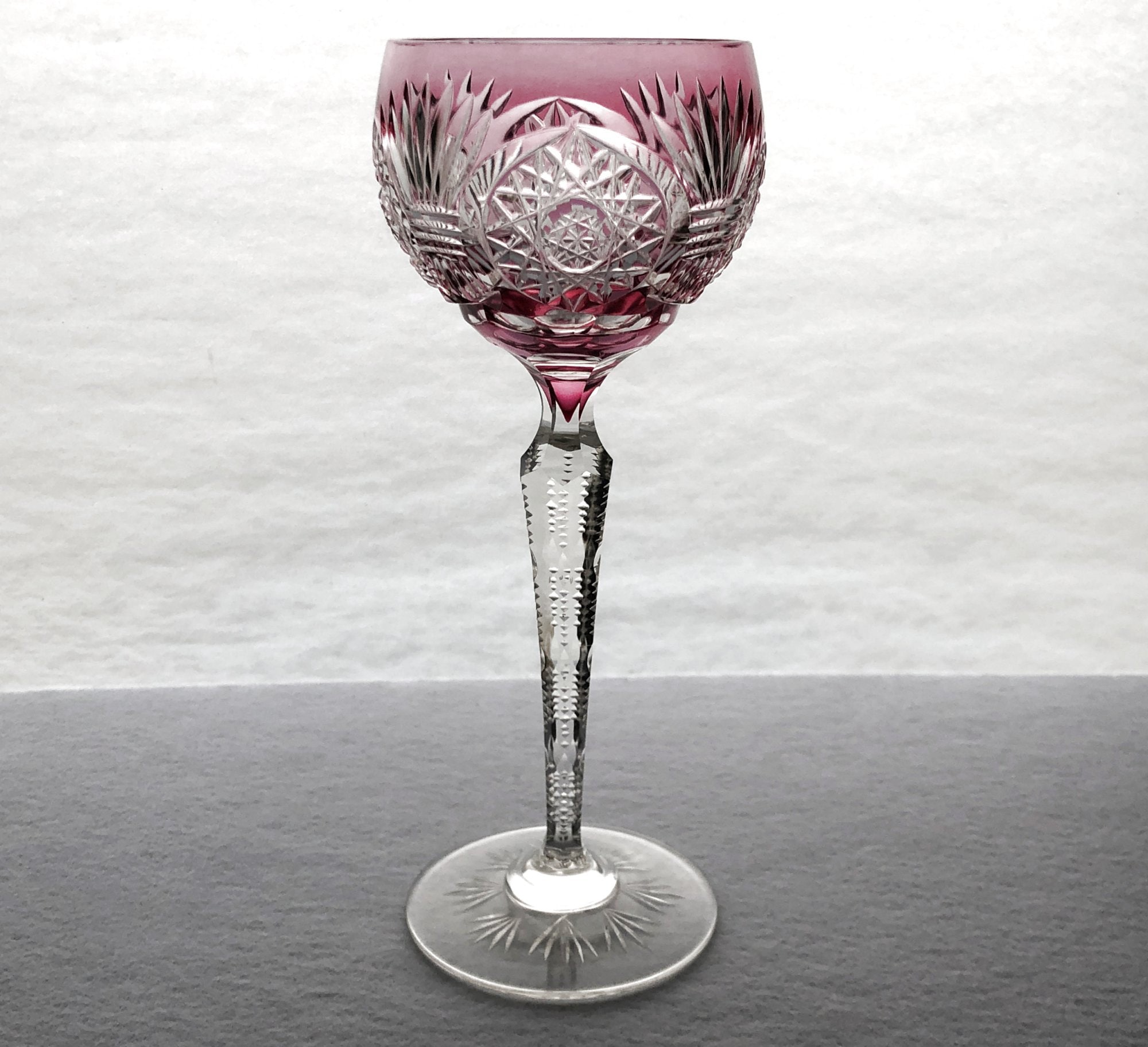 Antique PINK ROSÉ Wine Glass Goblet Hock Cut-to-clear 24% Lead Crystal ...