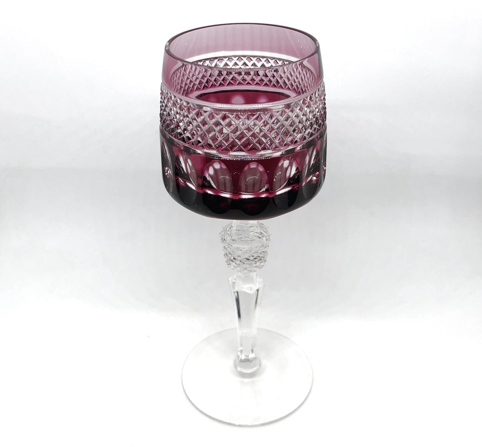 Vintage Deep CRANBERRY RED Wine Glass Goblet Hock Cut-to-clear - Etsy
