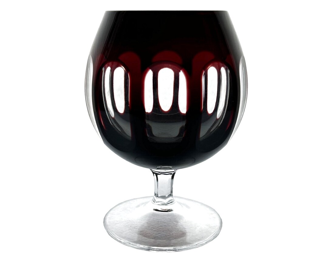 Vintage DEEP RUBY RED Brandy Cognac Snifter Glass Cut-to-clear 24% Pbo ...