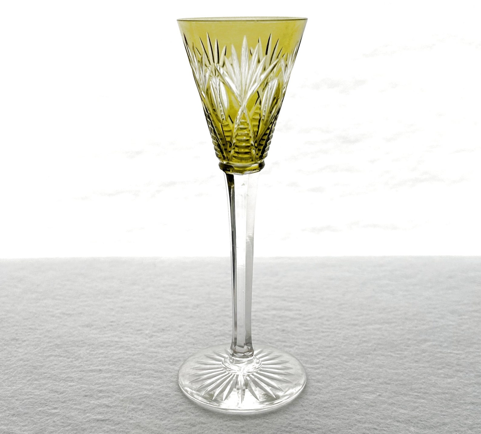 Vintage RESEDA CHARTREUSE Cordial Glass Goblet Hock Cut-to-clear 30% ...