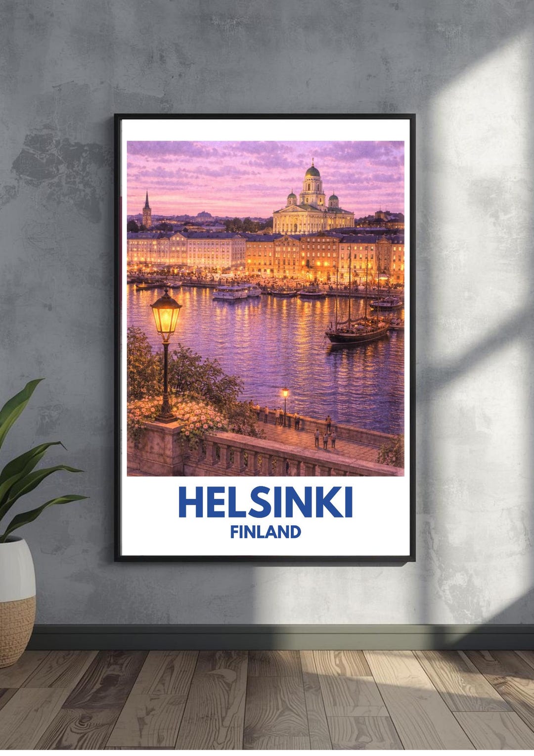 Helsinki Poster – Hand-painted City Illustration in Pastel Watercolor ...