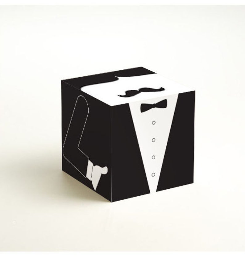 Mr. Moustache Modish Large Printable DIY Gift Box Instant - Etsy