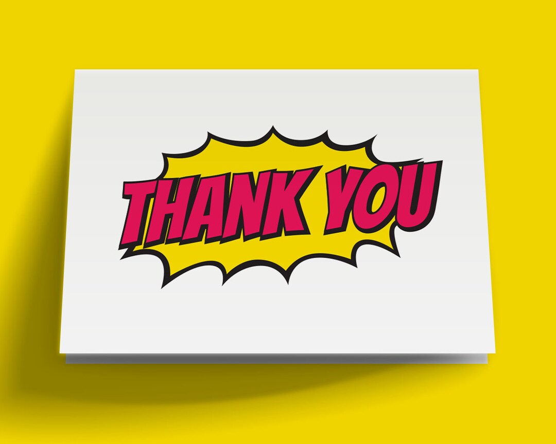 Comic Burst Printable Thank You Card, Instant Download - Etsy