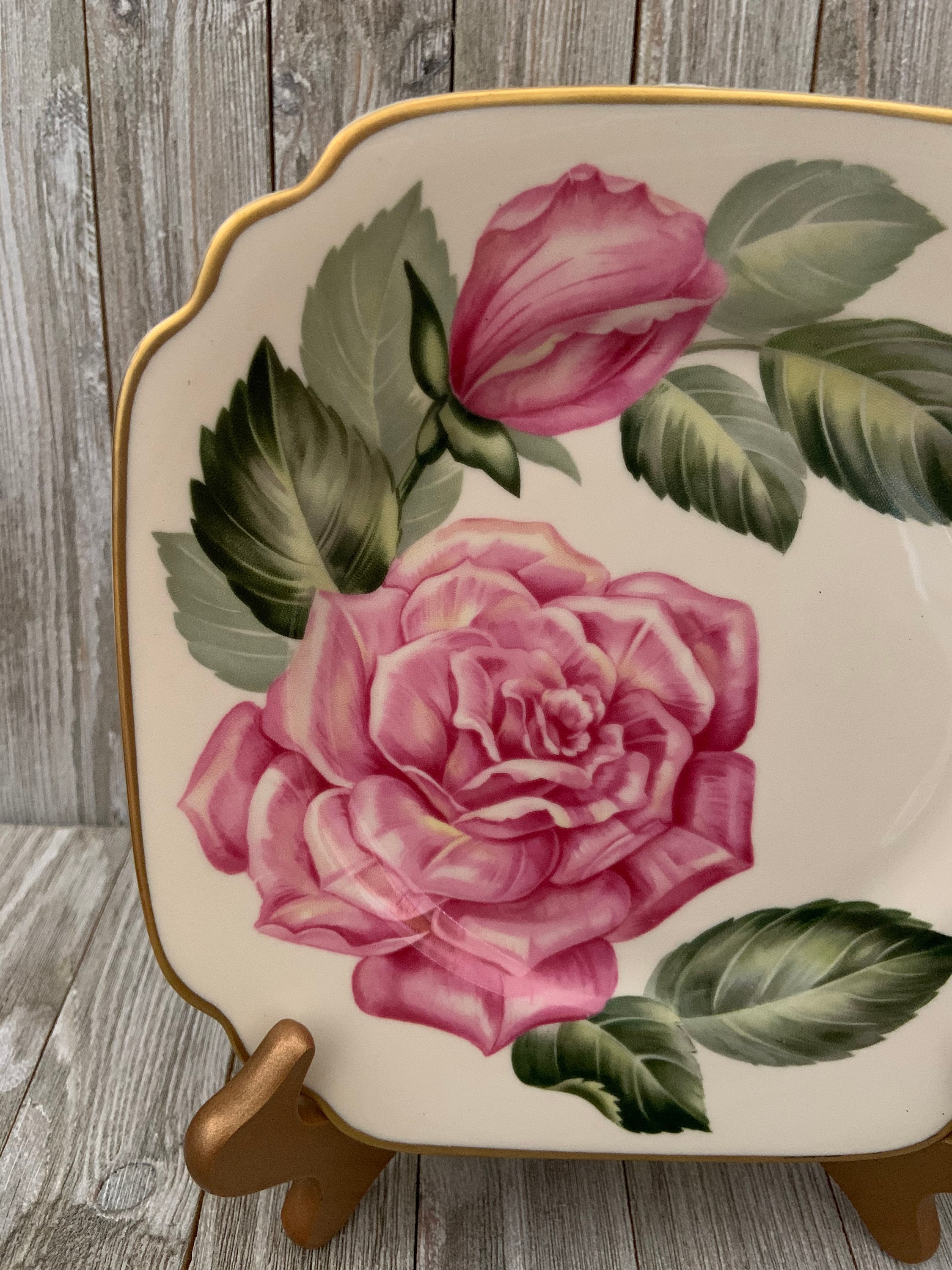 Vintage "the Rose" Collectible China Plate With Stand - by Syracuse ...