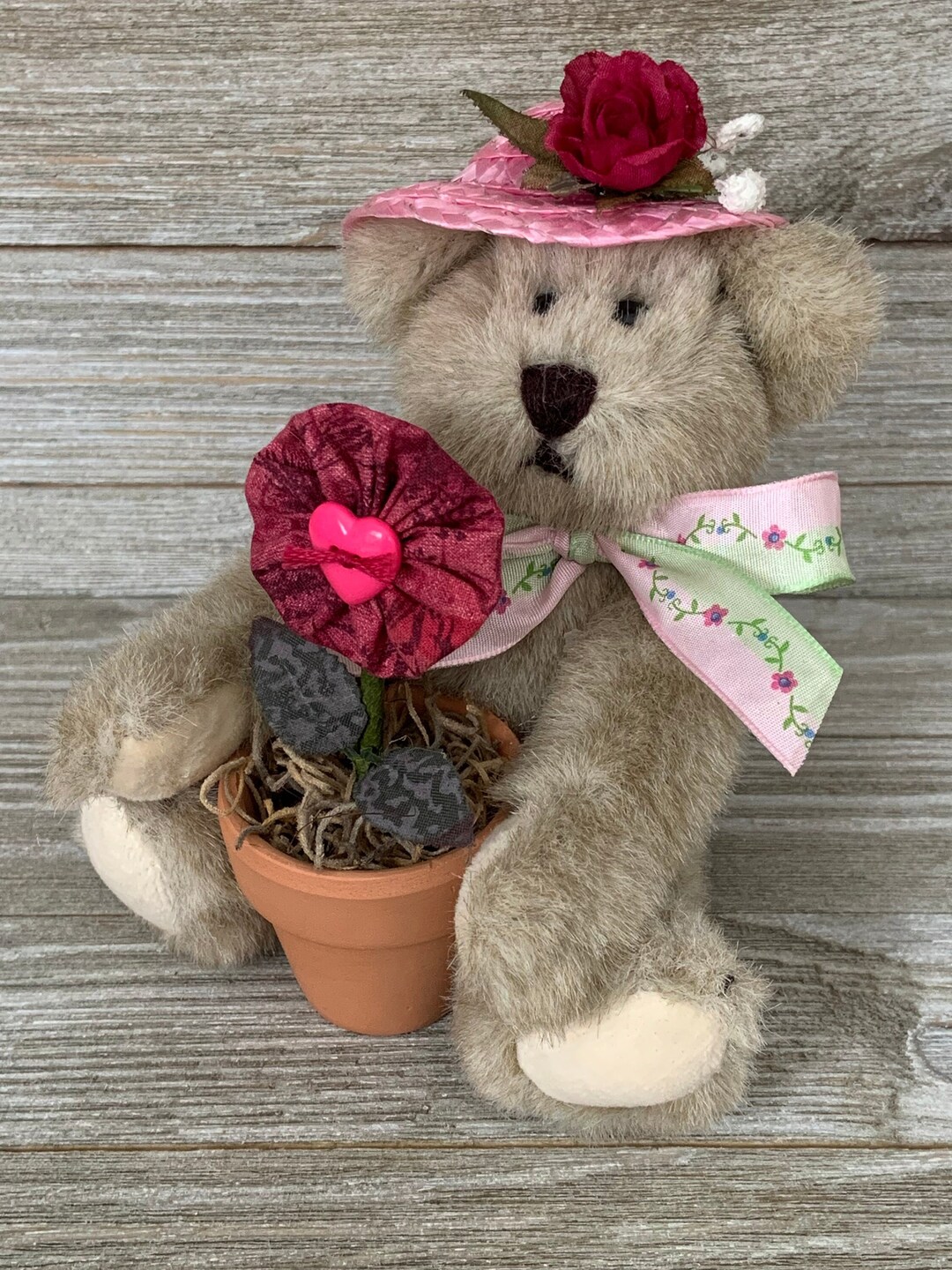 Vintage Plush Boyds Bear With Flower Pot - Etsy