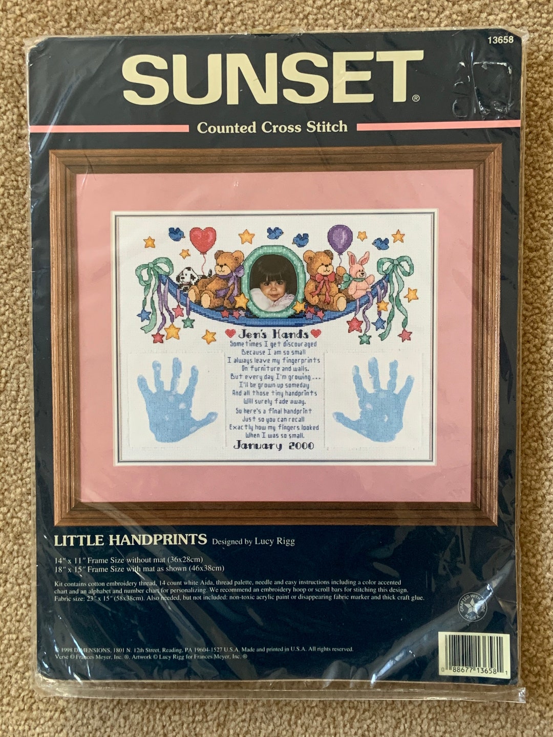 Vintage Counted Cross Stitch Kit - "little Handprints" by Sunset ...