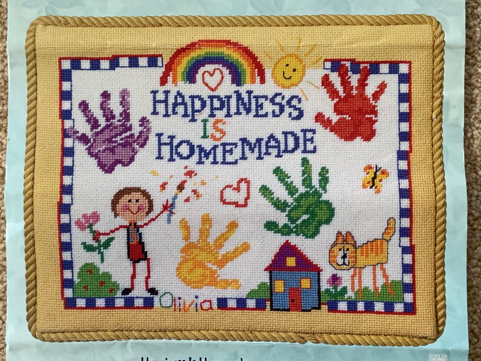 Vintage Personalized Needlepoint Kit happiness is Homemade by Bucilla ...