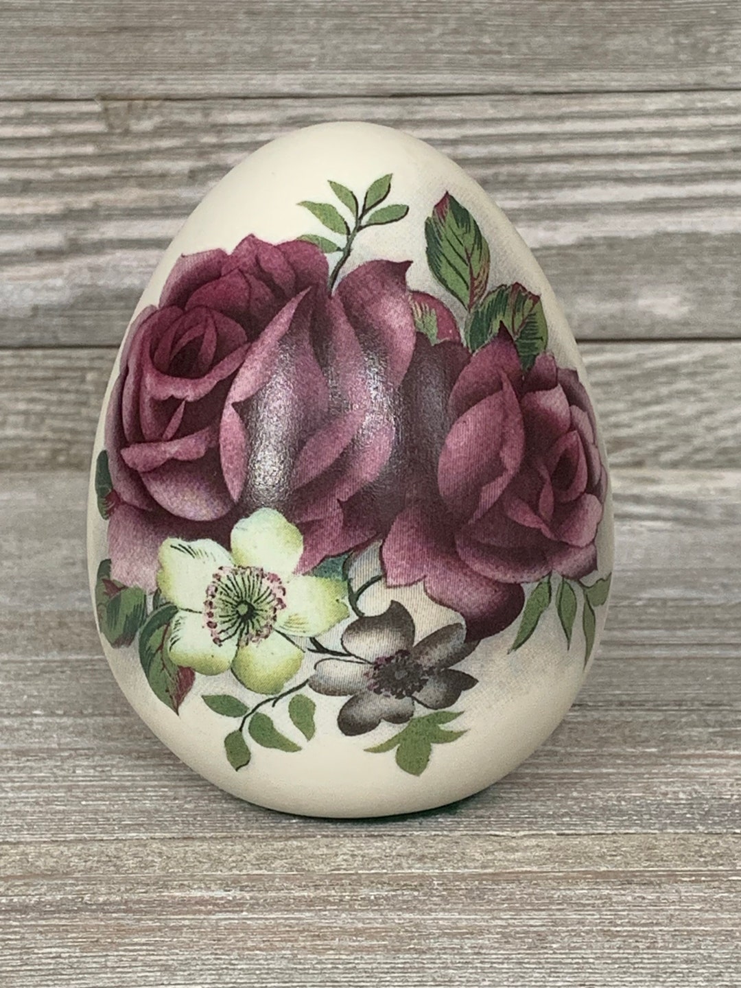 Vintage Porcelain Rose Floral Easter Egg - Etsy
