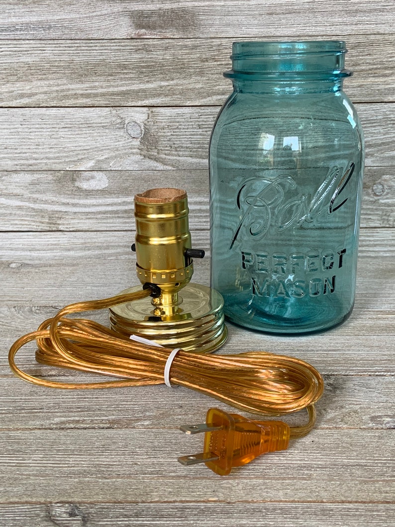 Vintage Glass Canning Jar Electric Table Lamp Kit - Etsy