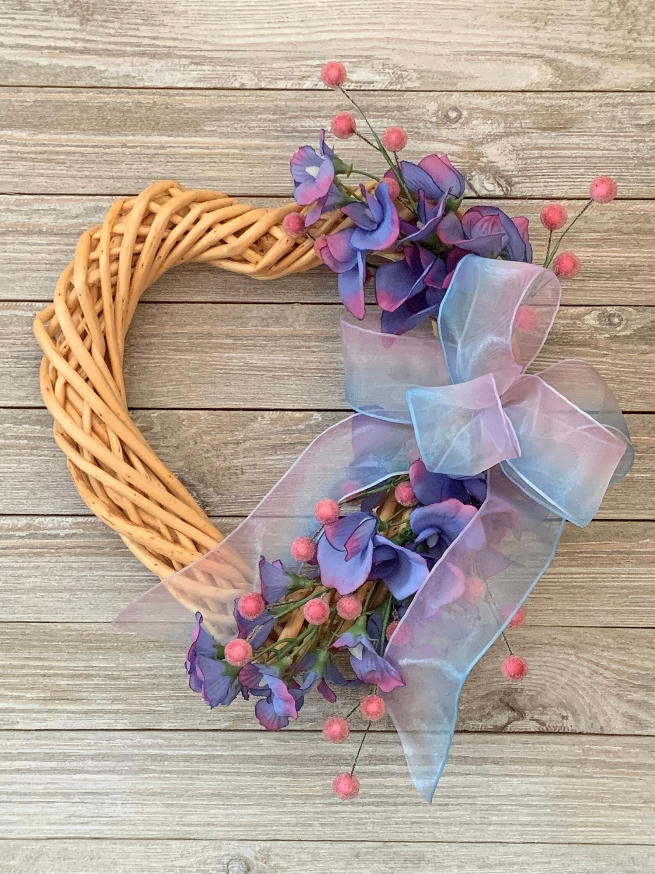 Heart Shaped Springtime Rattan Wreath - Etsy