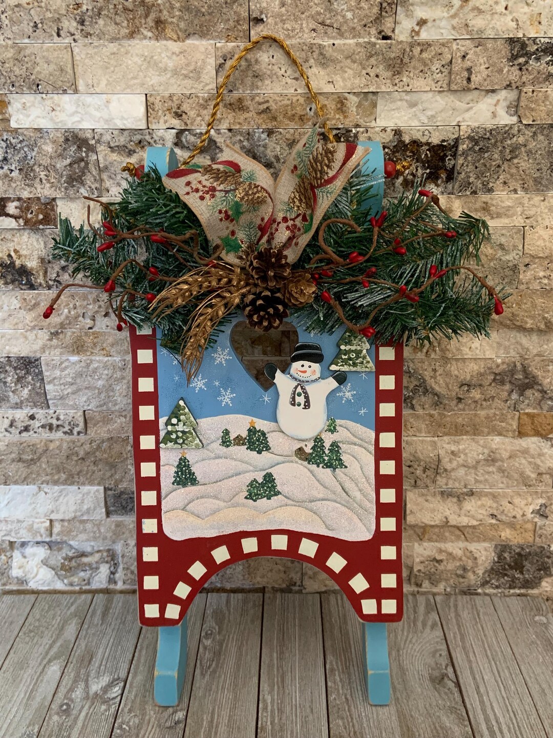 Handcrafted Wooden Sled Christmas/winter Decor - Etsy