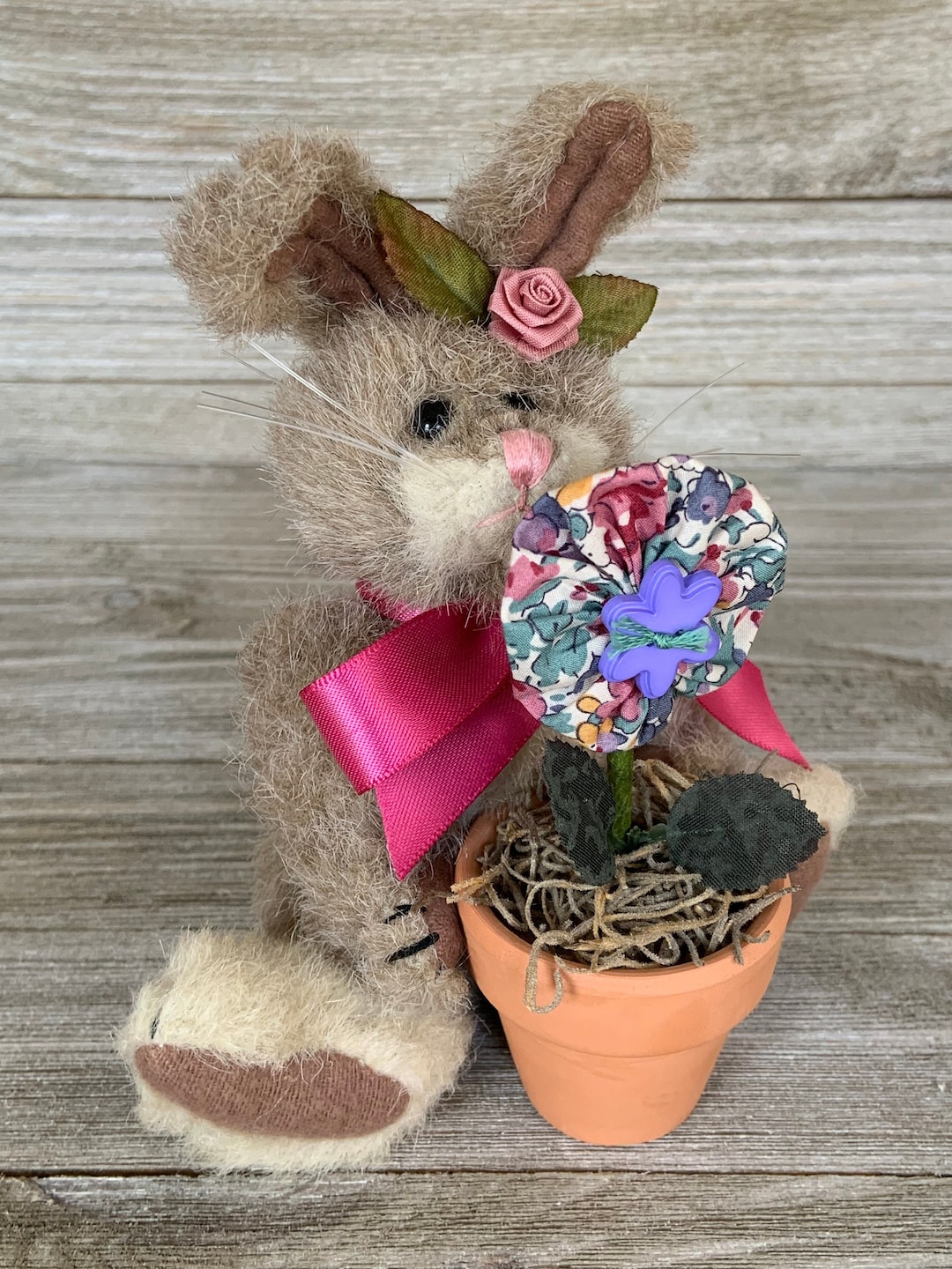 Vintage Plush Boyds Rabbit With Flower Pot - Etsy