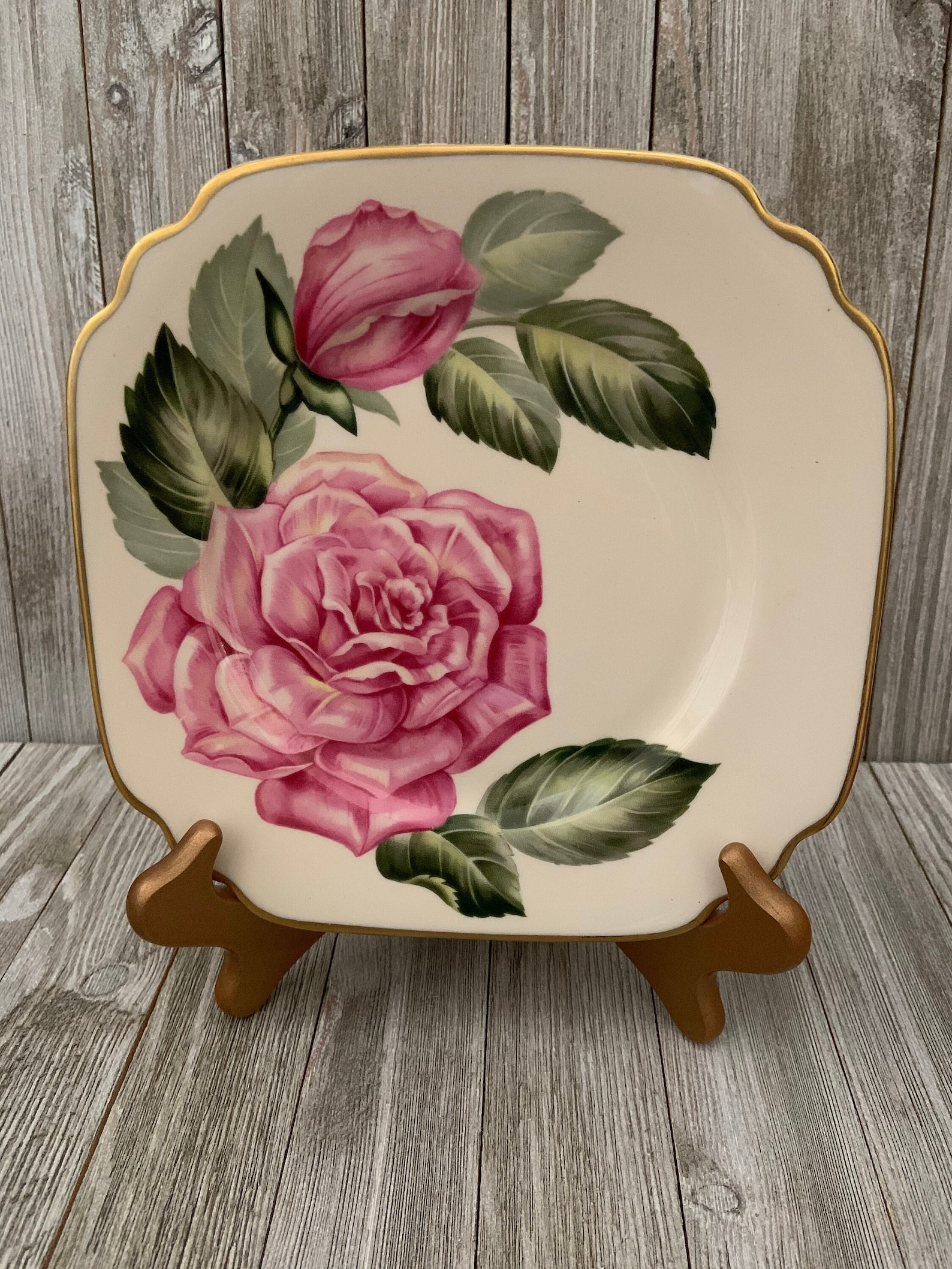 Vintage "the Rose" Collectible China Plate With Stand - by Syracuse ...